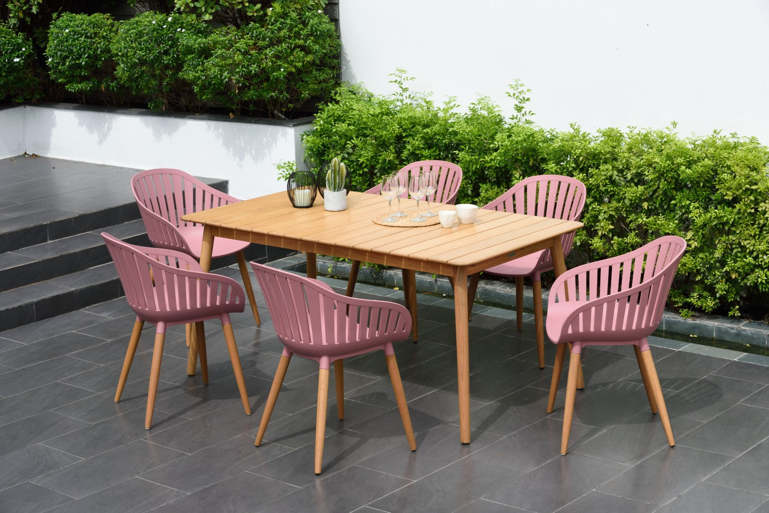 Rectangular garden table and chairs store